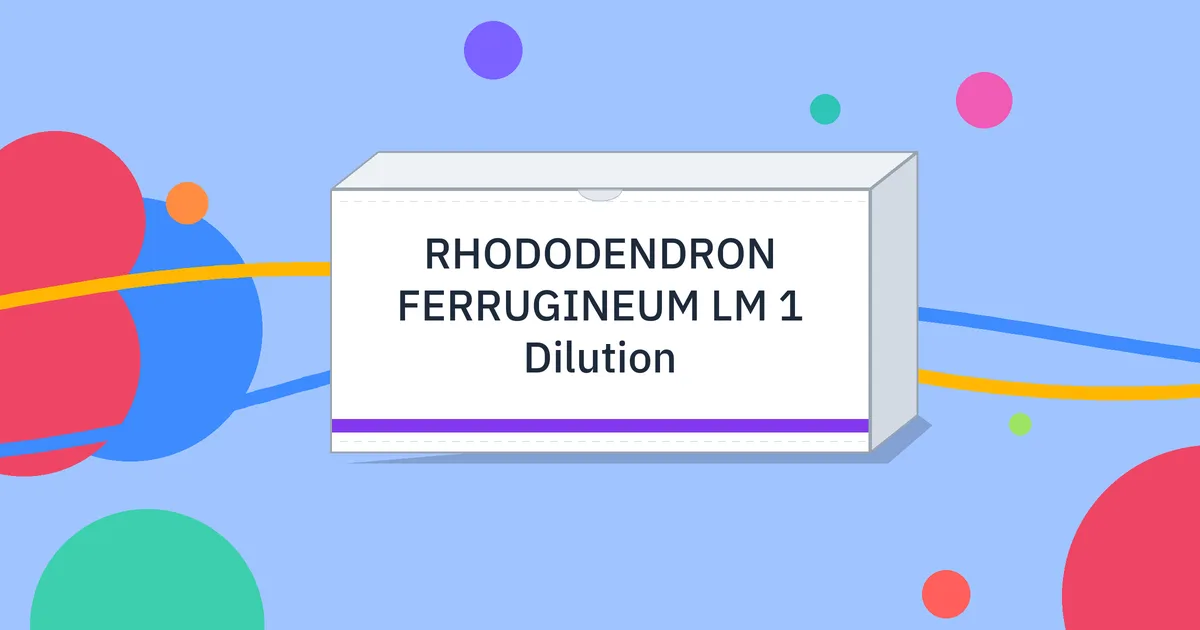 Symbolbild: Packung mit der Aufschrift RHODODENDRON FERRUGINEUM LM 1 Dilution (PZN 13051192) – Verfügbarkeit und Bezug in Apotheken in Frankfurt am Main