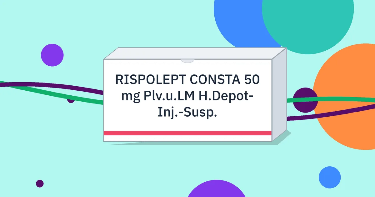 Symbolbild: Packung mit der Aufschrift RISPOLEPT CONSTA 50 mg Plv.u.LM H.Depot-Inj.-Susp. (PZN 09071303) – Verfügbarkeit und Bezug in Apotheken in Frankfurt am Main
