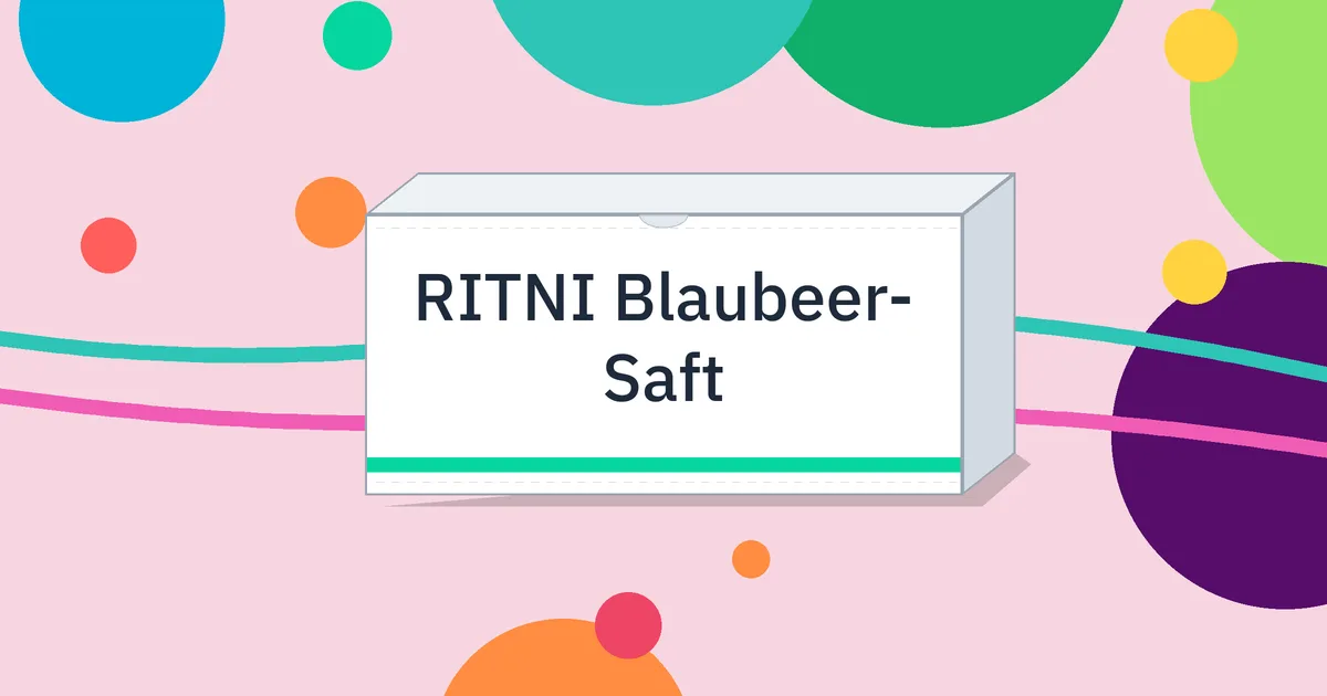 Symbolbild: Packung mit der Aufschrift RITNI Blaubeer-Saft (PZN 00365776) – Verfügbarkeit und Bezug in Apotheken in Frankfurt am Main