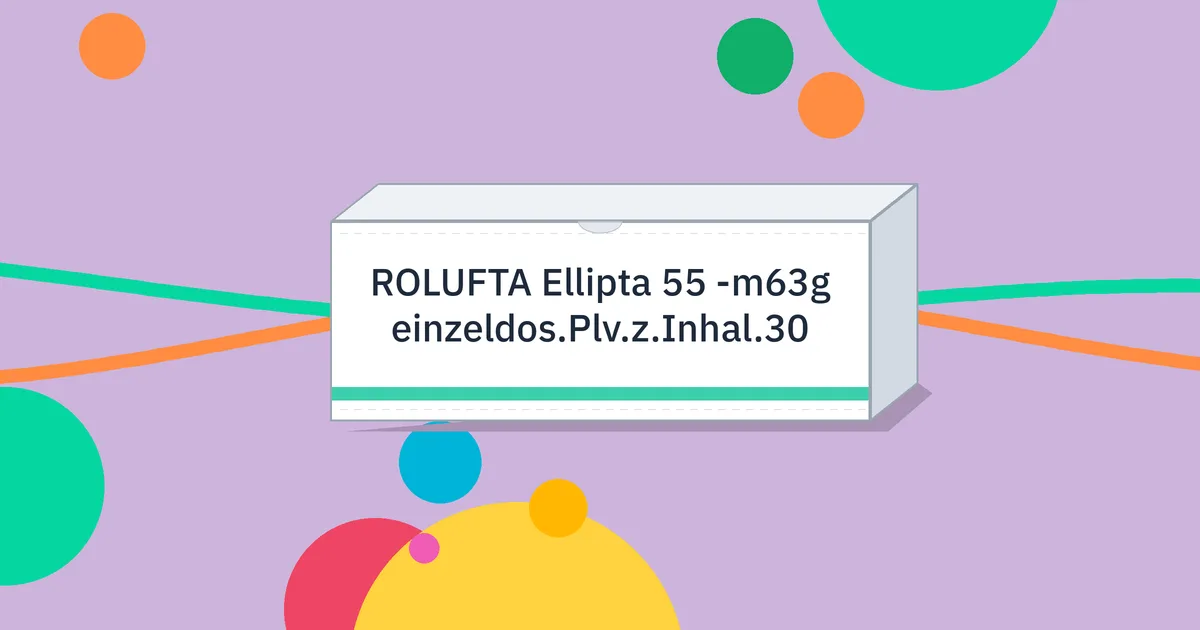Symbolbild: Packung mit der Aufschrift ROLUFTA Ellipta 55 -m63g einzeldos.Plv.z.Inhal.30 (PZN 19341471) – Verfügbarkeit und Bezug in Apotheken in Frankfurt am Main