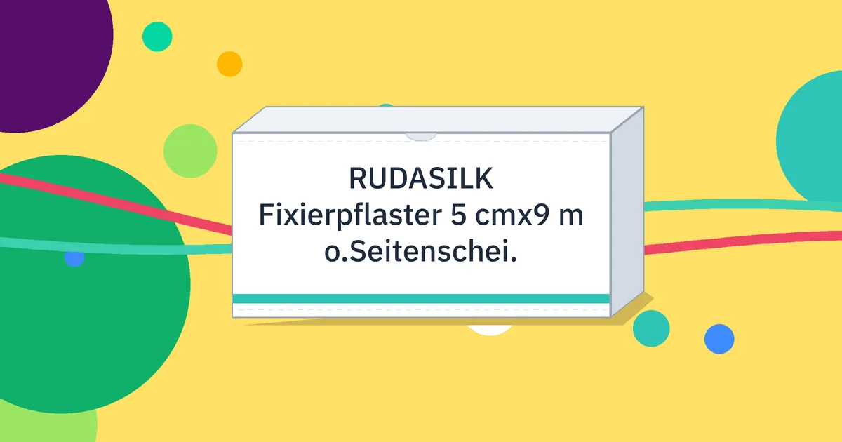 Symbolbild: Packung mit der Aufschrift RUDASILK Fixierpflaster 5 cmx9 m o.Seitenschei. (PZN 15893015) – Verfügbarkeit und Bezug in Apotheken in Frankfurt am Main