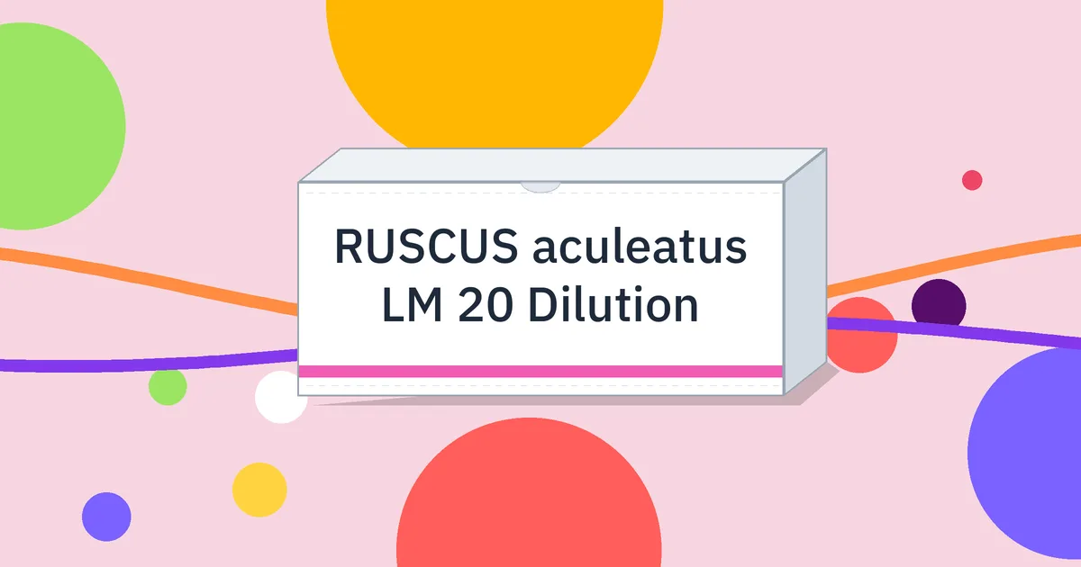 Symbolbild: Packung mit der Aufschrift RUSCUS aculeatus LM 20 Dilution (PZN 13173334) – Verfügbarkeit und Bezug in Apotheken in Frankfurt am Main