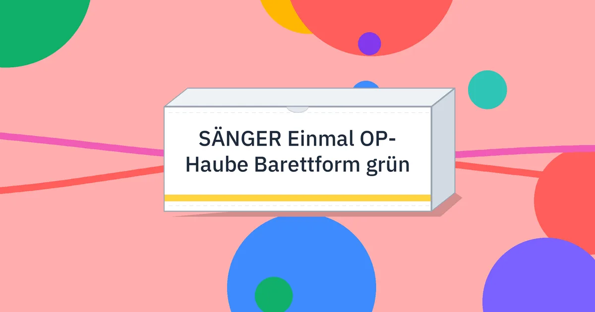 Symbolbild: Packung mit der Aufschrift SÄNGER Einmal OP-Haube Barettform grün (PZN 01306853) – Verfügbarkeit und Bezug in Apotheken in Frankfurt am Main