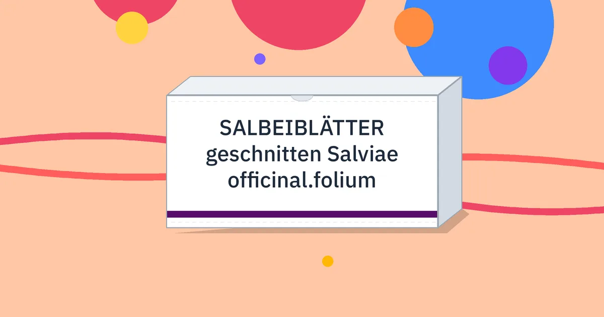 Symbolbild: Packung mit der Aufschrift SALBEIBLÄTTER geschnitten Salviae officinal.folium (PZN 20948971) – Verfügbarkeit und Bezug in Apotheken in Frankfurt am Main