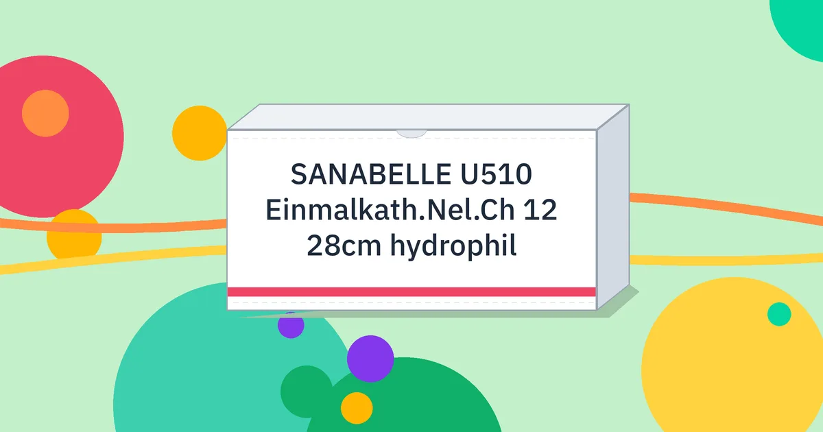 Symbolbild: Packung mit der Aufschrift SANABELLE U510 Einmalkath.Nel.Ch 12 28cm hydrophil (PZN 13723792) – Verfügbarkeit und Bezug in Apotheken in Frankfurt am Main