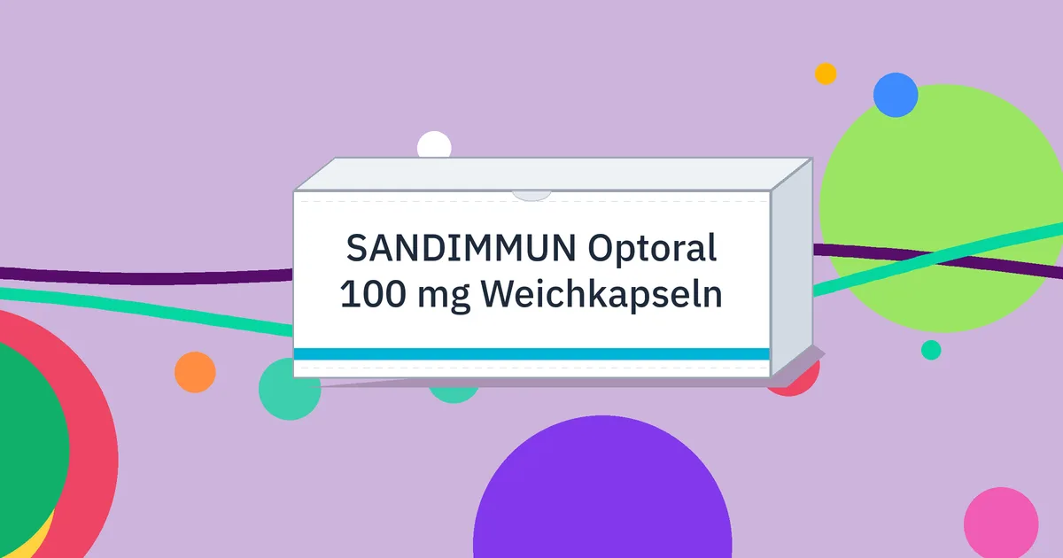 Symbolbild: Packung mit der Aufschrift SANDIMMUN Optoral 100 mg Weichkapseln (PZN 04680233) – Verfügbarkeit und Bezug in Apotheken in Frankfurt am Main