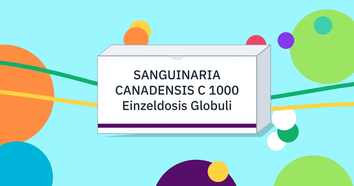 Symbolbild: Packung mit der Aufschrift SANGUINARIA CANADENSIS C 1000 Einzeldosis Globuli (PZN 03034844) – Verfügbarkeit und Bezug in Apotheken in Frankfurt am Main
