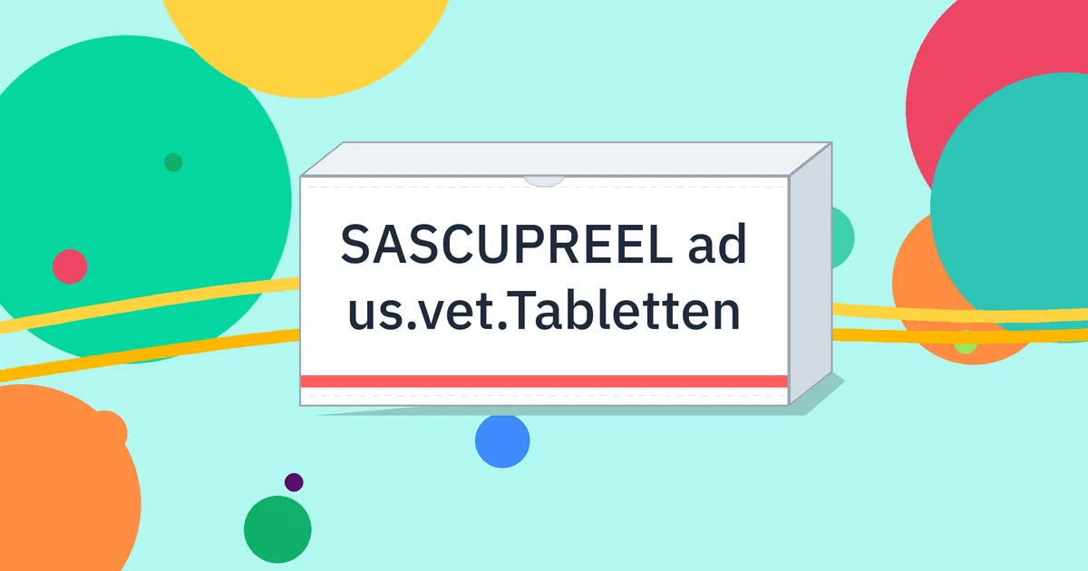 Symbolbild: Packung mit der Aufschrift SASCUPREEL ad us.vet.Tabletten (PZN 16141091) – Verfügbarkeit und Bezug in Apotheken in Frankfurt am Main