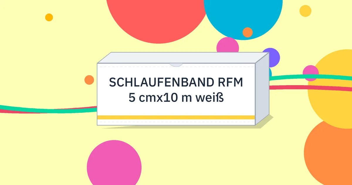 Symbolbild: Packung mit der Aufschrift SCHLAUFENBAND RFM 5 cmx10 m weiß (PZN 06490749) – Verfügbarkeit und Bezug in Apotheken in Frankfurt am Main