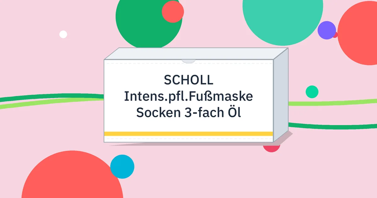 Symbolbild: Packung mit der Aufschrift SCHOLL Intens.pfl.Fußmaske Socken 3-fach Öl (PZN 18296596) – Verfügbarkeit und Bezug in Apotheken in Frankfurt am Main