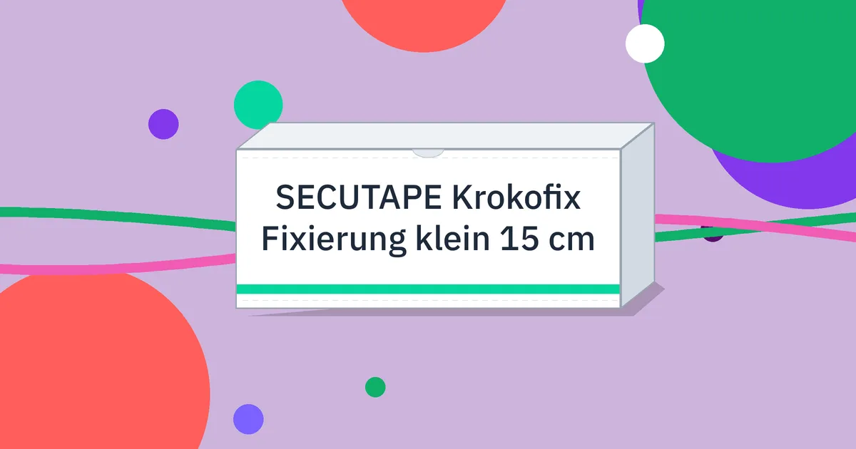 Symbolbild: Packung mit der Aufschrift SECUTAPE Krokofix Fixierung klein 15 cm (PZN 19959691) – Verfügbarkeit und Bezug in Apotheken in Frankfurt am Main