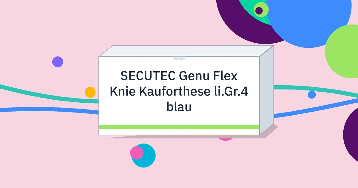 Symbolbild: Packung mit der Aufschrift SECUTEC Genu Flex Knie Kauforthese li.Gr.4 blau (PZN 18911357) – Verfügbarkeit und Bezug in Apotheken in Frankfurt am Main