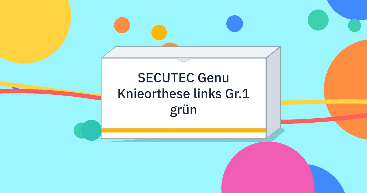 Symbolbild: Packung mit der Aufschrift SECUTEC Genu Knieorthese links Gr.1 grün (PZN 12510918) – Verfügbarkeit und Bezug in Apotheken in Frankfurt am Main