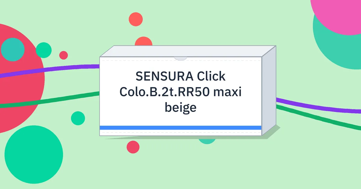 Symbolbild: Packung mit der Aufschrift SENSURA Click Colo.B.2t.RR50 maxi beige (PZN 03052368) – Verfügbarkeit und Bezug in Apotheken in Frankfurt am Main