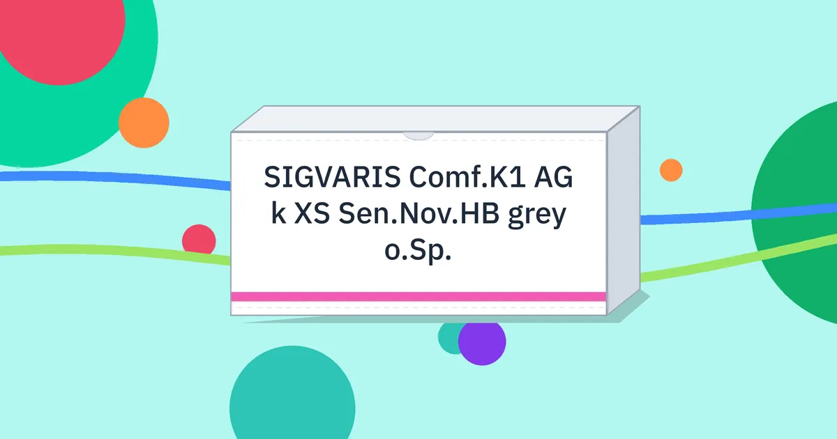 Symbolbild: Packung mit der Aufschrift SIGVARIS Comf.K1 AG k XS Sen.Nov.HB grey o.Sp. (PZN 17100361) – Verfügbarkeit und Bezug in Apotheken in Frankfurt am Main