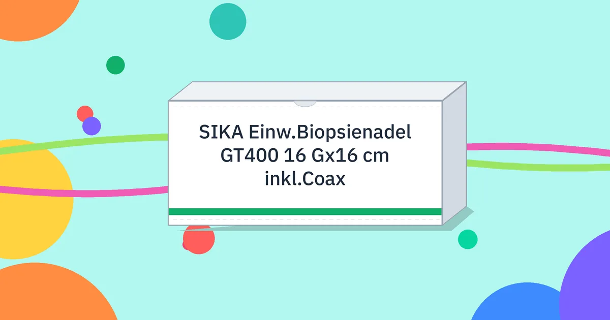 Symbolbild: Packung mit der Aufschrift SIKA Einw.Biopsienadel GT400 16 Gx16 cm inkl.Coax (PZN 20287877) – Verfügbarkeit und Bezug in Apotheken in Frankfurt am Main
