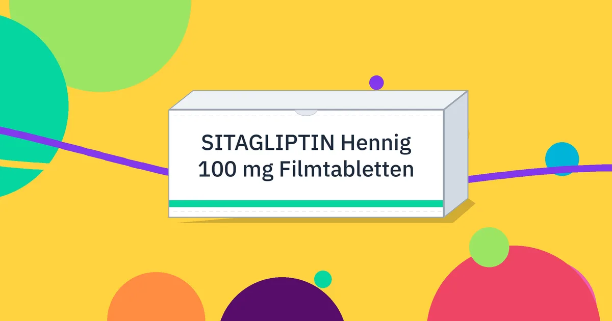 Symbolbild: Packung mit der Aufschrift SITAGLIPTIN Hennig 100 mg Filmtabletten (PZN 17858460) – Verfügbarkeit und Bezug in Apotheken in Frankfurt am Main