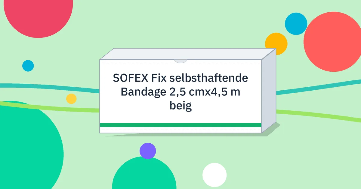 Symbolbild: Packung mit der Aufschrift SOFEX Fix selbsthaftende Bandage 2,5 cmx4,5 m beig (PZN 18219360) – Verfügbarkeit und Bezug in Apotheken in Frankfurt am Main
