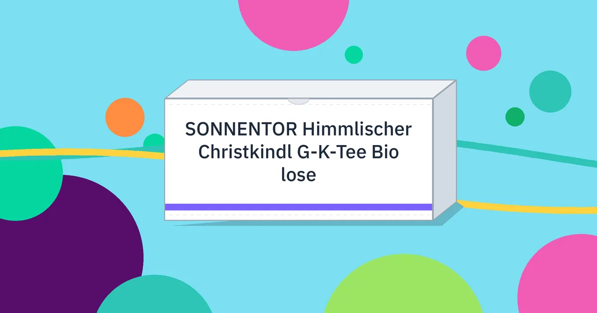 Symbolbild: Packung mit der Aufschrift SONNENTOR Himmlischer Christkindl G-K-Tee Bio lose (PZN 18904423) – Verfügbarkeit und Bezug in Apotheken in Frankfurt am Main