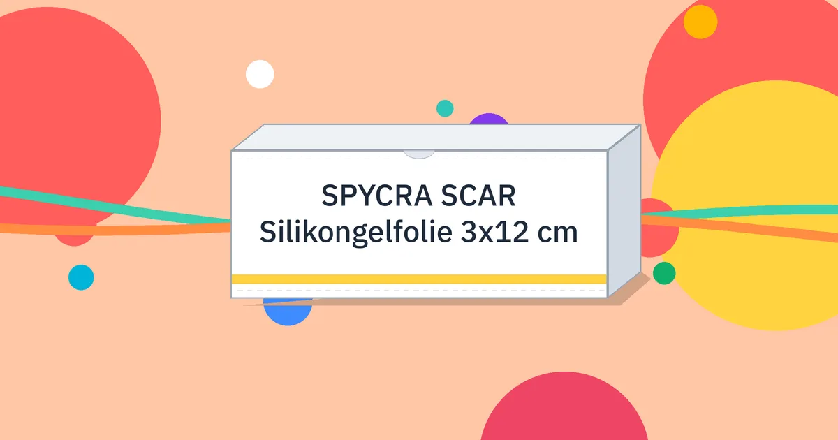 Symbolbild: Packung mit der Aufschrift SPYCRA SCAR Silikongelfolie 3x12 cm (PZN 18740335) – Verfügbarkeit und Bezug in Apotheken in Frankfurt am Main