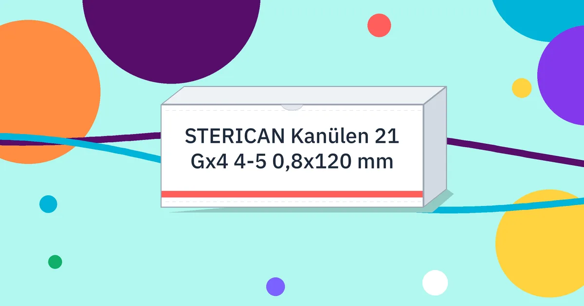 Symbolbild: Packung mit der Aufschrift STERICAN Kanülen 21 Gx4 4-5 0,8x120 mm (PZN 04291448) – Verfügbarkeit und Bezug in Apotheken in Frankfurt am Main