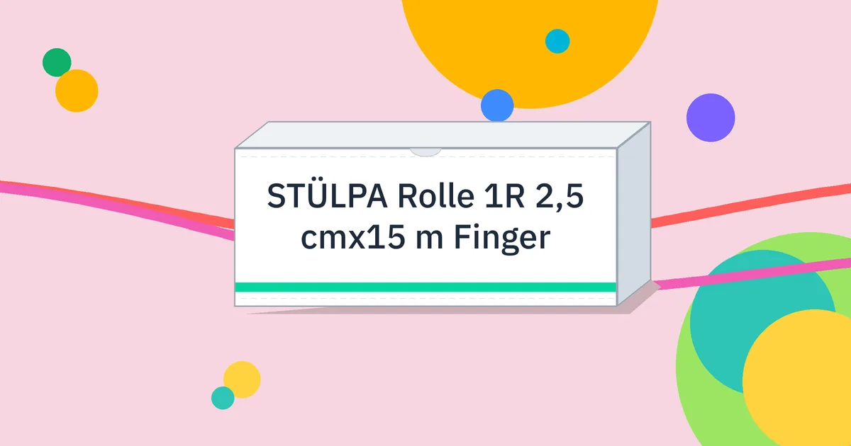 Symbolbild: Packung mit der Aufschrift STÜLPA Rolle 1R 2,5 cmx15 m Finger (PZN 11313943) – Verfügbarkeit und Bezug in Apotheken in Frankfurt am Main