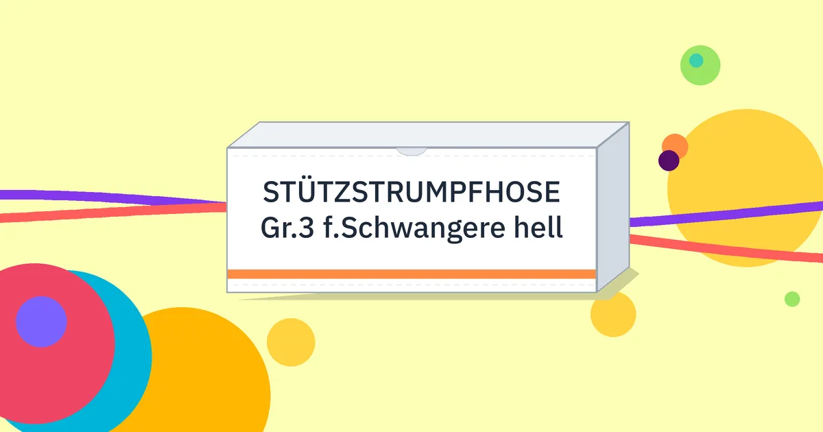 Symbolbild: Packung mit der Aufschrift STÜTZSTRUMPFHOSE Gr.3 f.Schwangere hell (PZN 01978512) – Verfügbarkeit und Bezug in Apotheken in Frankfurt am Main