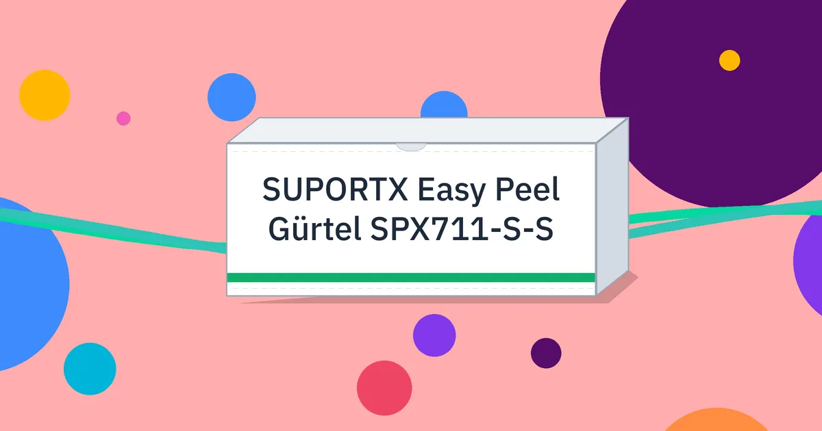 Symbolbild: Packung mit der Aufschrift SUPORTX Easy Peel Gürtel SPX711-S-S (PZN 09385935) – Verfügbarkeit und Bezug in Apotheken in Frankfurt am Main