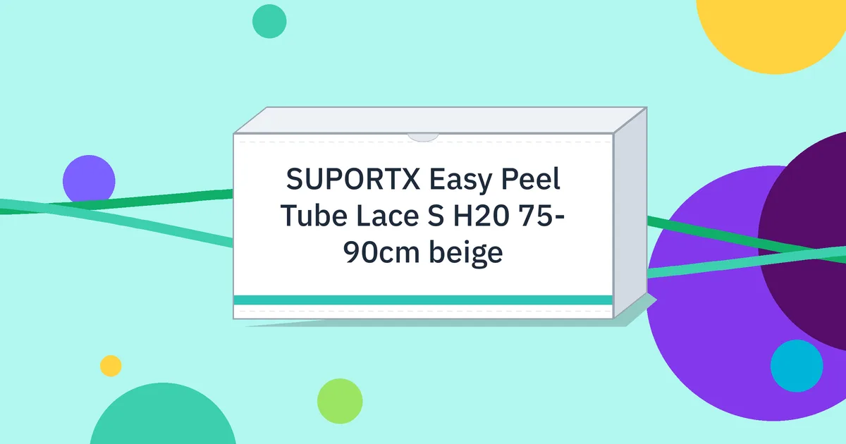 Symbolbild: Packung mit der Aufschrift SUPORTX Easy Peel Tube Lace S H20 75-90cm beige (PZN 09487038) – Verfügbarkeit und Bezug in Apotheken in Frankfurt am Main
