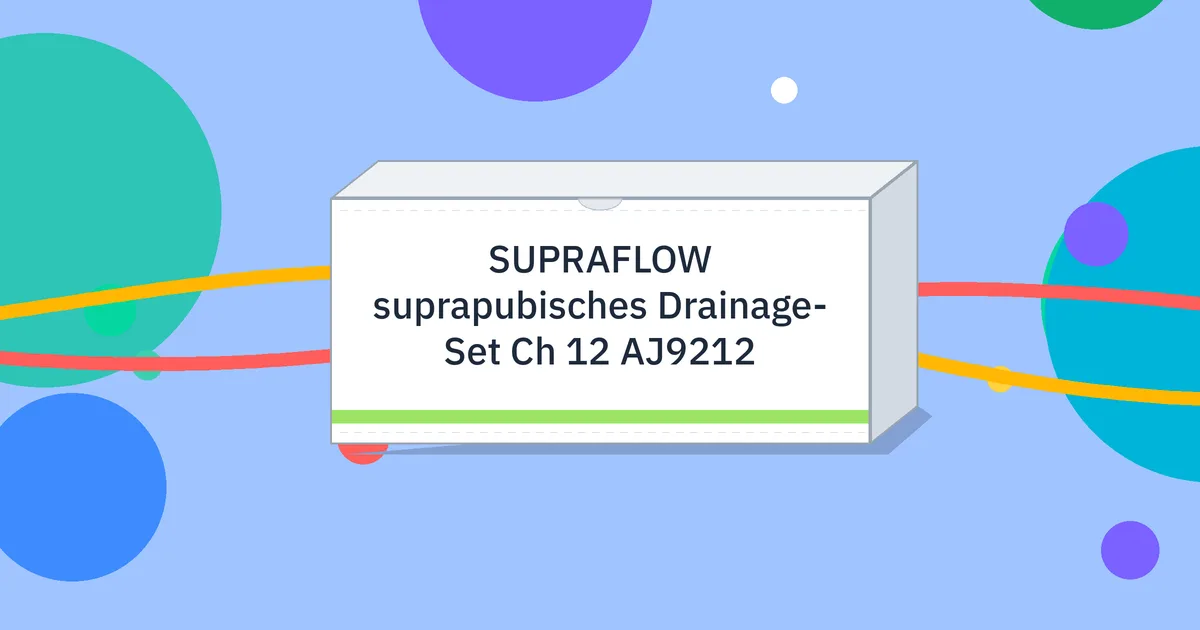 Symbolbild: Packung mit der Aufschrift SUPRAFLOW suprapubisches Drainage-Set Ch 12 AJ9212 (PZN 17541355) – Verfügbarkeit und Bezug in Apotheken in Frankfurt am Main