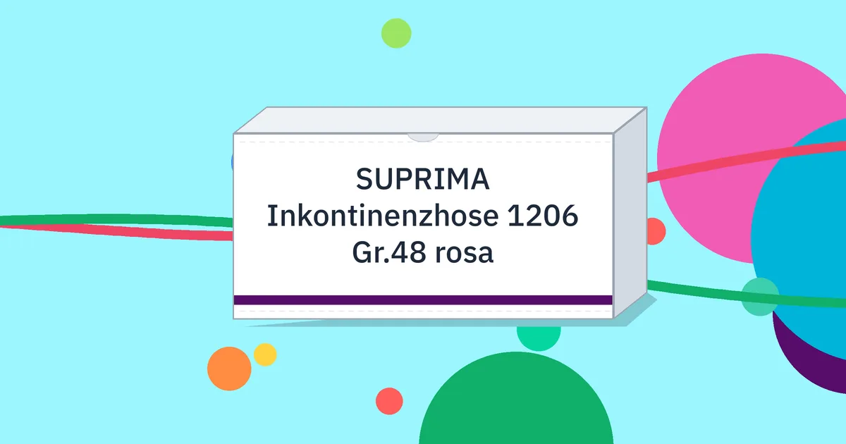 Symbolbild: Packung mit der Aufschrift SUPRIMA Inkontinenzhose 1206 Gr.48 rosa (PZN 03021586) – Verfügbarkeit und Bezug in Apotheken in Frankfurt am Main