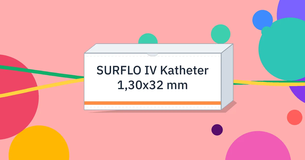 Symbolbild: Packung mit der Aufschrift SURFLO IV Katheter 1,30x32 mm (PZN 03958910) – Verfügbarkeit und Bezug in Apotheken in Frankfurt am Main