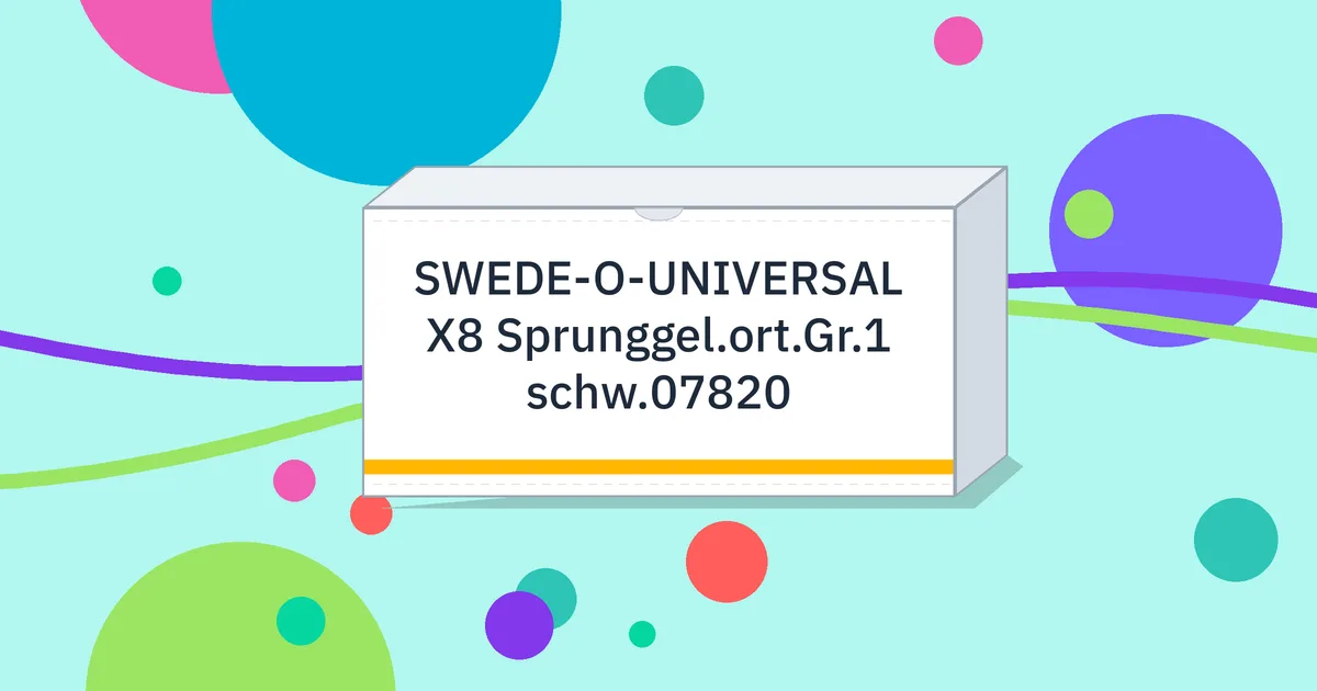 Symbolbild: Packung mit der Aufschrift SWEDE-O-UNIVERSAL X8 Sprunggel.ort.Gr.1 schw.07820 (PZN 15621802) – Verfügbarkeit und Bezug in Apotheken in Frankfurt am Main