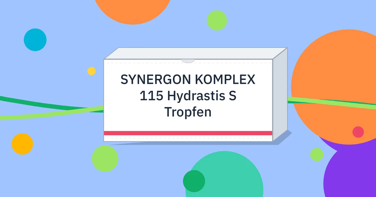 Symbolbild: Packung mit der Aufschrift SYNERGON KOMPLEX 115 Hydrastis S Tropfen (PZN 17456282) – Verfügbarkeit und Bezug in Apotheken in Frankfurt am Main