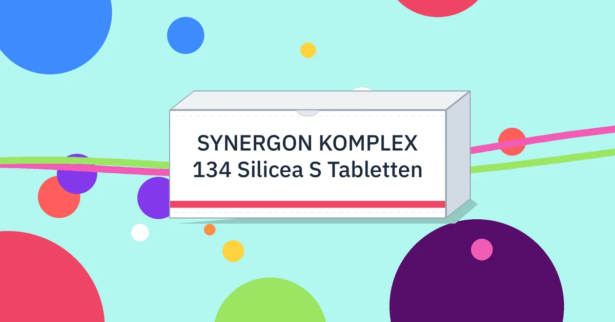 Symbolbild: Packung mit der Aufschrift SYNERGON KOMPLEX 134 Silicea S Tabletten (PZN 20167274) – Verfügbarkeit und Bezug in Apotheken in Frankfurt am Main