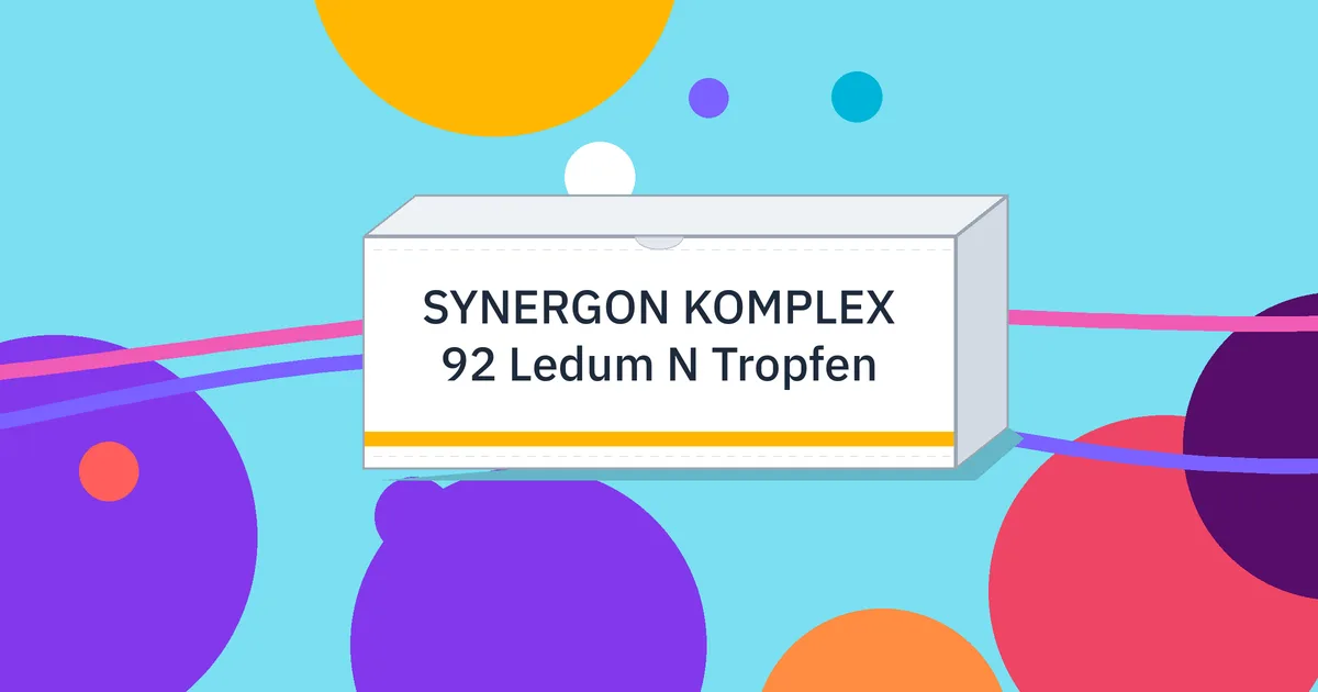 Symbolbild: Packung mit der Aufschrift SYNERGON KOMPLEX 92 Ledum N Tropfen (PZN 03575037) – Verfügbarkeit und Bezug in Apotheken in Frankfurt am Main