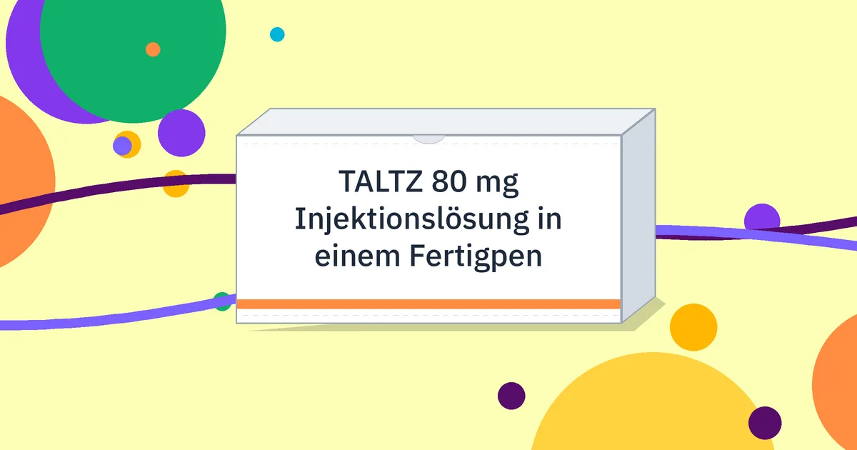 Symbolbild: Packung mit der Aufschrift TALTZ 80 mg Injektionslösung in einem Fertigpen (PZN 13588118) – Verfügbarkeit und Bezug in Apotheken in Frankfurt am Main