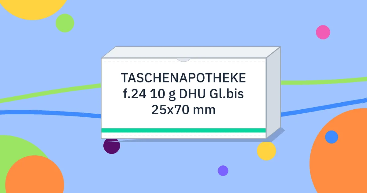 Symbolbild: Packung mit der Aufschrift TASCHENAPOTHEKE f.24 10 g DHU Gl.bis 25x70 mm (PZN 09747864) – Verfügbarkeit und Bezug in Apotheken in Frankfurt am Main