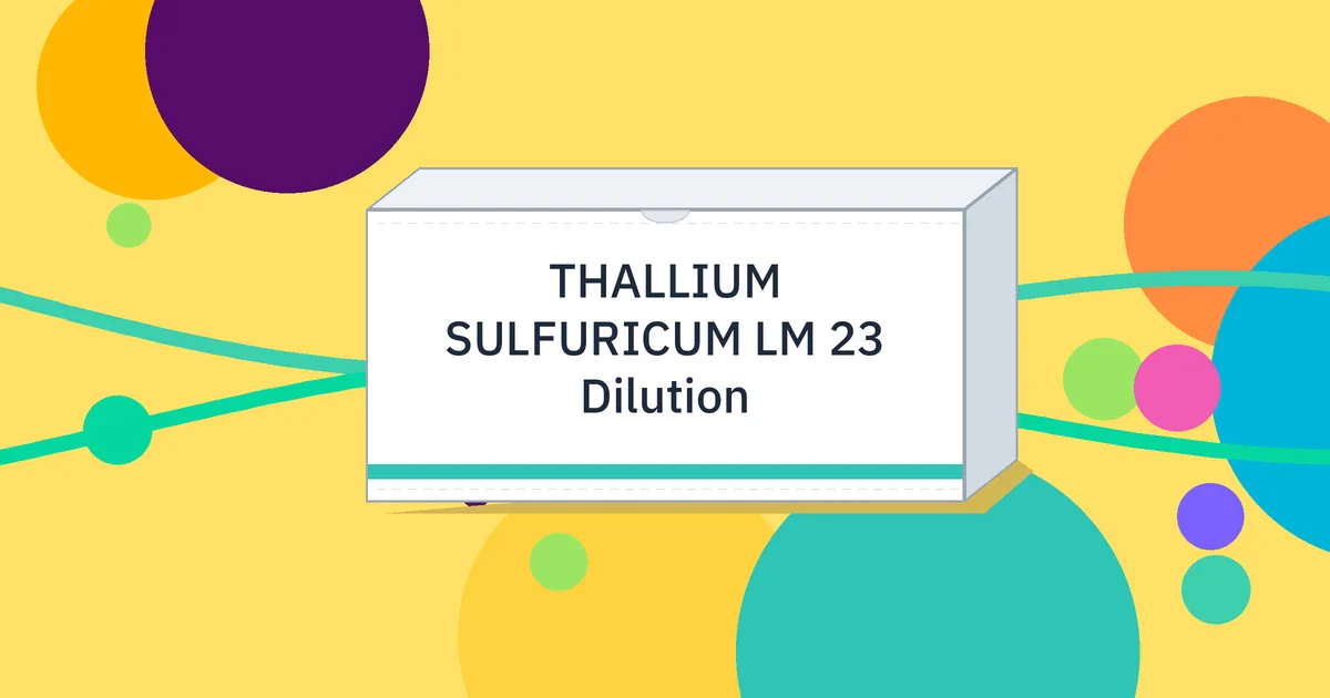 Symbolbild: Packung mit der Aufschrift THALLIUM SULFURICUM LM 23 Dilution (PZN 13218976) – Verfügbarkeit und Bezug in Apotheken in Frankfurt am Main