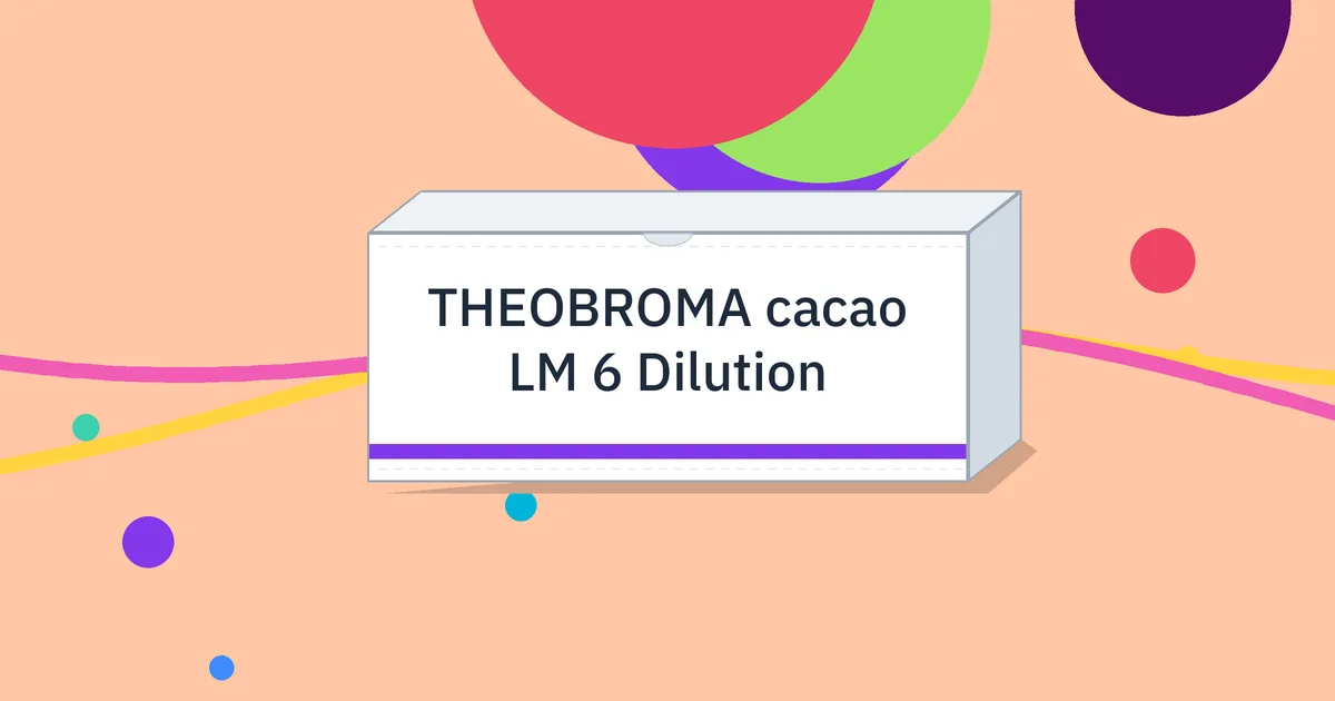Symbolbild: Packung mit der Aufschrift THEOBROMA cacao LM 6 Dilution (PZN 13219674) – Verfügbarkeit und Bezug in Apotheken in Frankfurt am Main