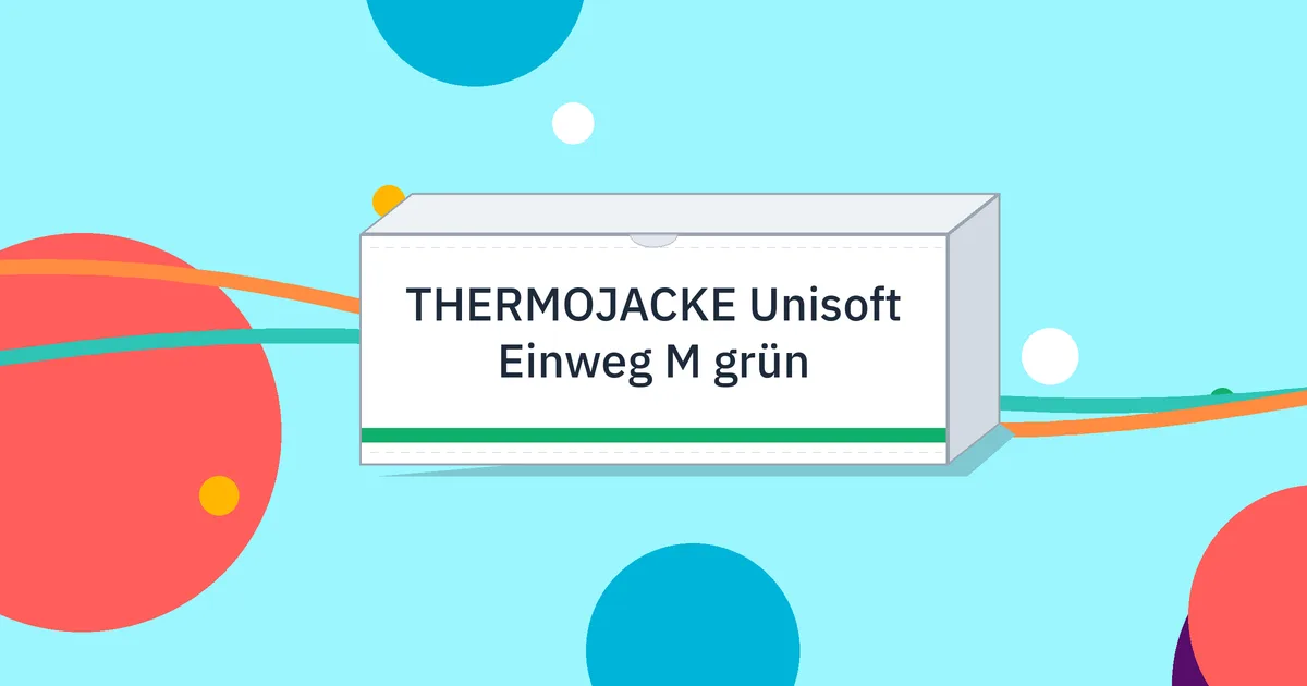 Symbolbild: Packung mit der Aufschrift THERMOJACKE Unisoft Einweg M grün (PZN 04703738) – Verfügbarkeit und Bezug in Apotheken in Frankfurt am Main