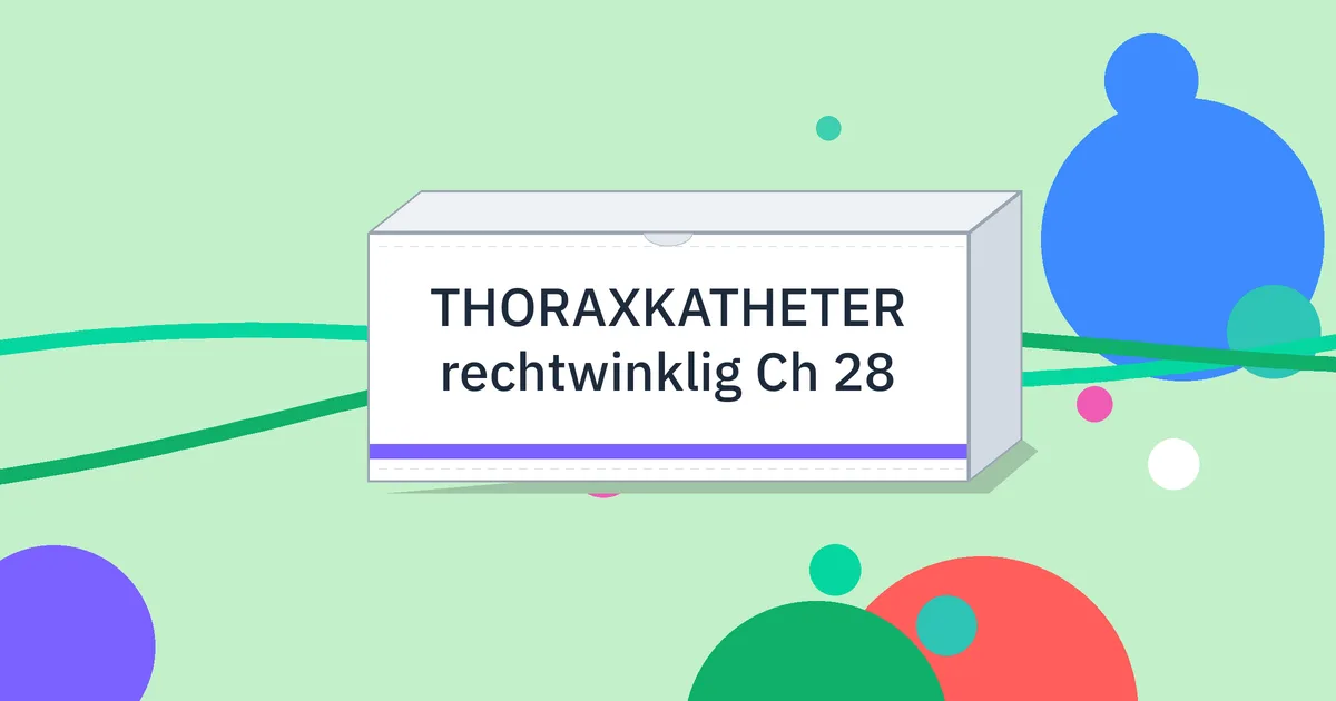 Symbolbild: Packung mit der Aufschrift THORAXKATHETER rechtwinklig Ch 28 (PZN 03049047) – Verfügbarkeit und Bezug in Apotheken in Frankfurt am Main