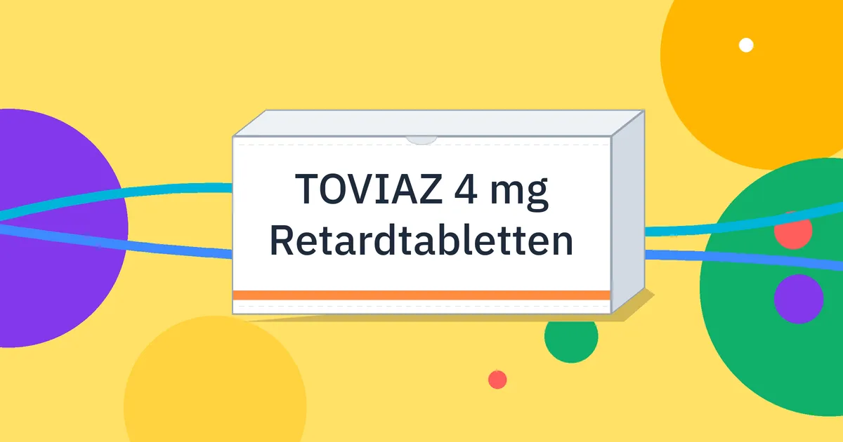 Symbolbild: Packung mit der Aufschrift TOVIAZ 4 mg Retardtabletten (PZN 10796336) – Verfügbarkeit und Bezug in Apotheken in Frankfurt am Main