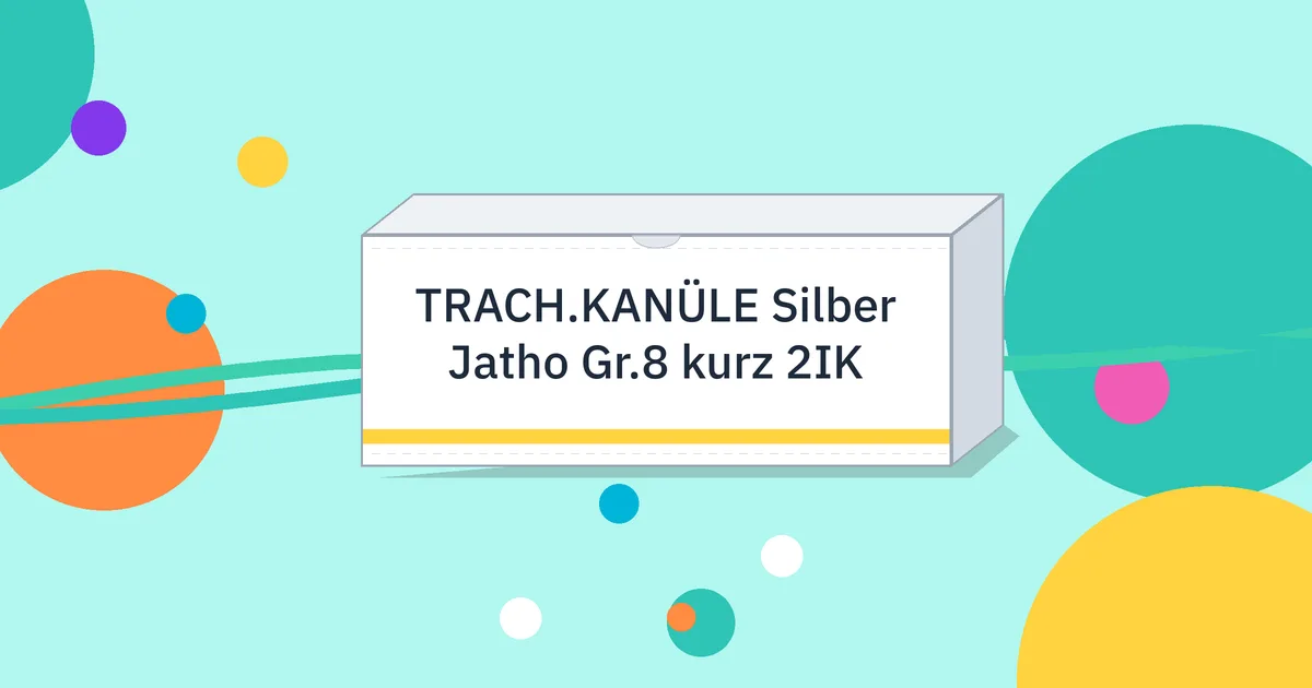 Symbolbild: Packung mit der Aufschrift TRACH.KANÜLE Silber Jatho Gr.8 kurz 2IK (PZN 06987697) – Verfügbarkeit und Bezug in Apotheken in Frankfurt am Main