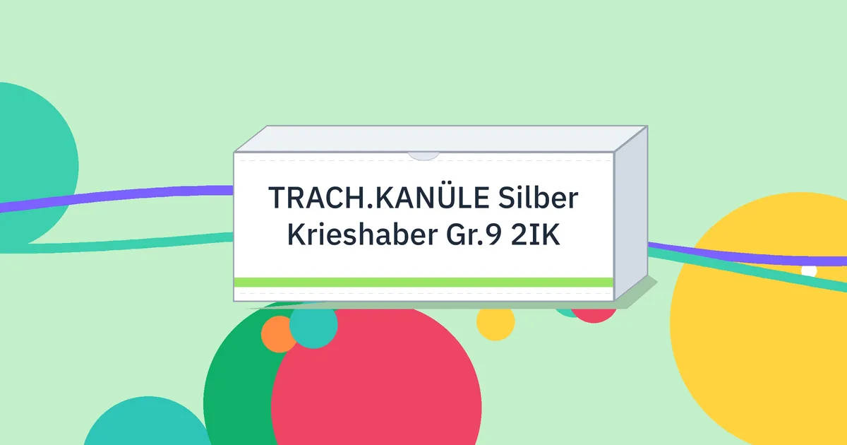 Symbolbild: Packung mit der Aufschrift TRACH.KANÜLE Silber Krieshaber Gr.9 2IK (PZN 06990268) – Verfügbarkeit und Bezug in Apotheken in Frankfurt am Main