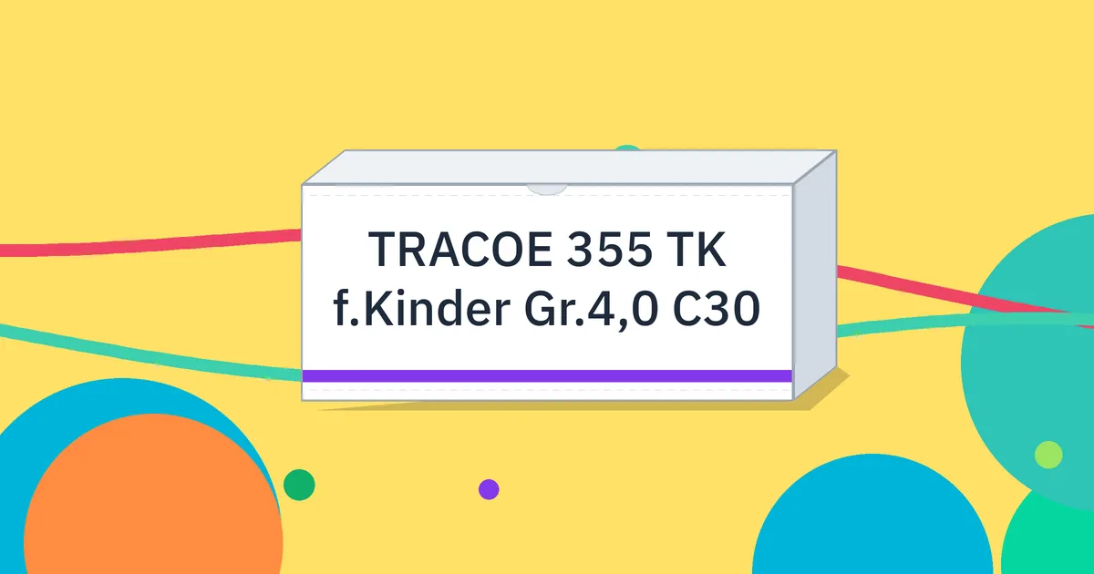 Symbolbild: Packung mit der Aufschrift TRACOE 355 TK f.Kinder Gr.4,0 C30 (PZN 11644108) – Verfügbarkeit und Bezug in Apotheken in Frankfurt am Main