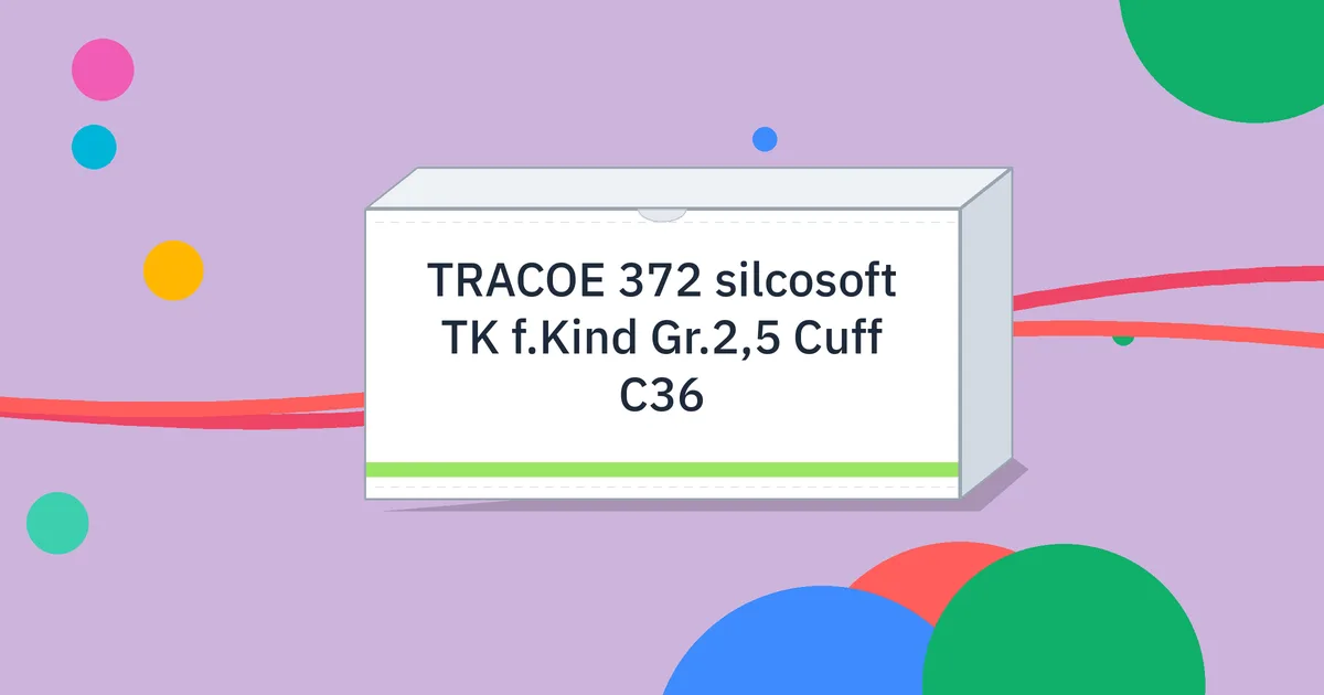 Symbolbild: Packung mit der Aufschrift TRACOE 372 silcosoft TK f.Kind Gr.2,5 Cuff C36 (PZN 14315871) – Verfügbarkeit und Bezug in Apotheken in Frankfurt am Main