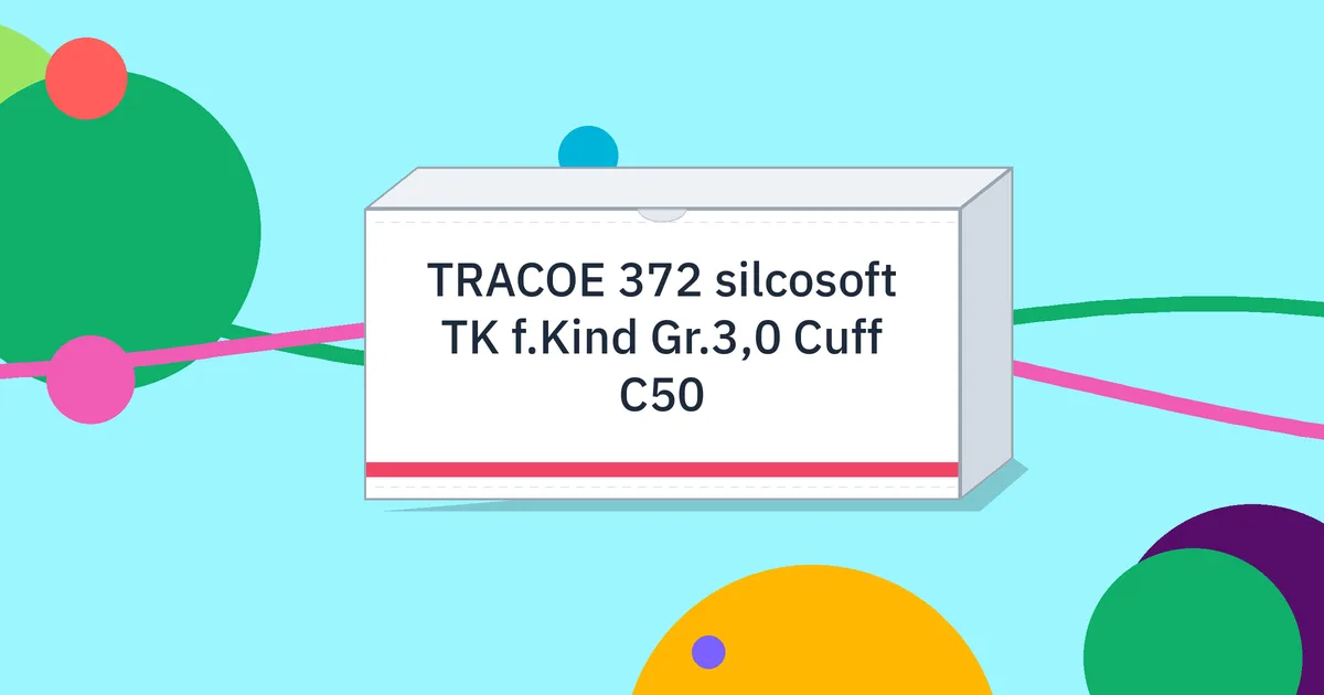 Symbolbild: Packung mit der Aufschrift TRACOE 372 silcosoft TK f.Kind Gr.3,0 Cuff C50 (PZN 14316066) – Verfügbarkeit und Bezug in Apotheken in Frankfurt am Main