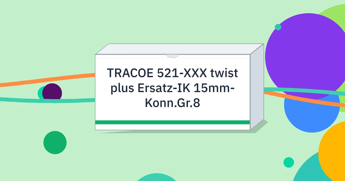Symbolbild: Packung mit der Aufschrift TRACOE 521-XXX twist plus Ersatz-IK 15mm-Konn.Gr.8 (PZN 12567479) – Verfügbarkeit und Bezug in Apotheken in Frankfurt am Main