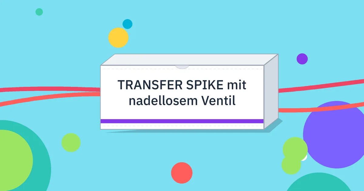 Symbolbild: Packung mit der Aufschrift TRANSFER SPIKE mit nadellosem Ventil (PZN 13335127) – Verfügbarkeit und Bezug in Apotheken in Frankfurt am Main